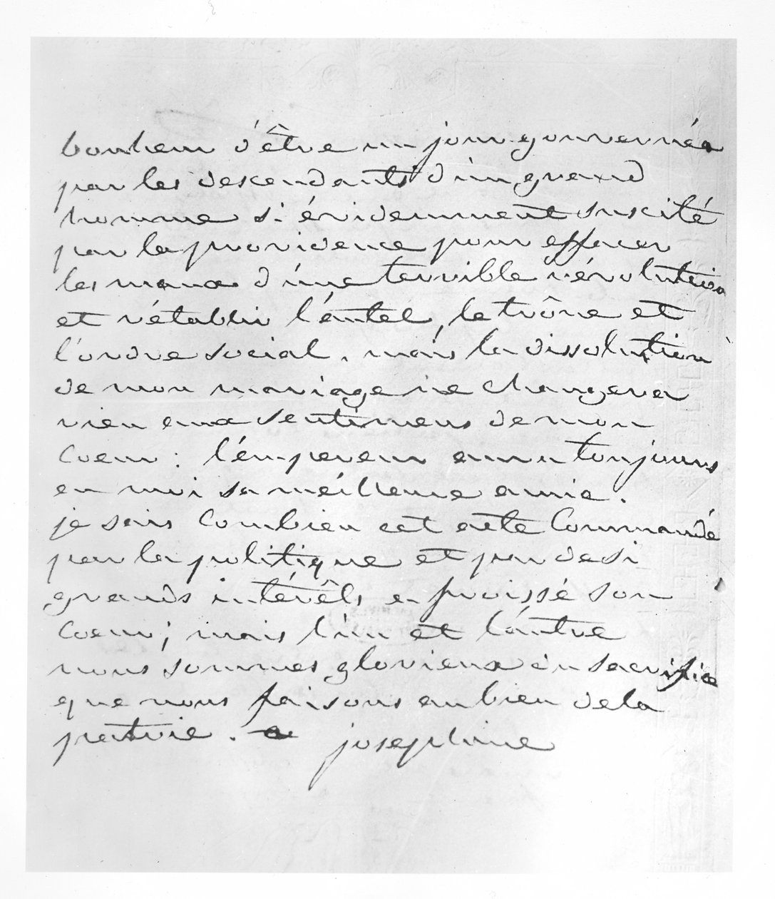 Letter From Empress Josephine Giving Her Consent To The Annulment Of